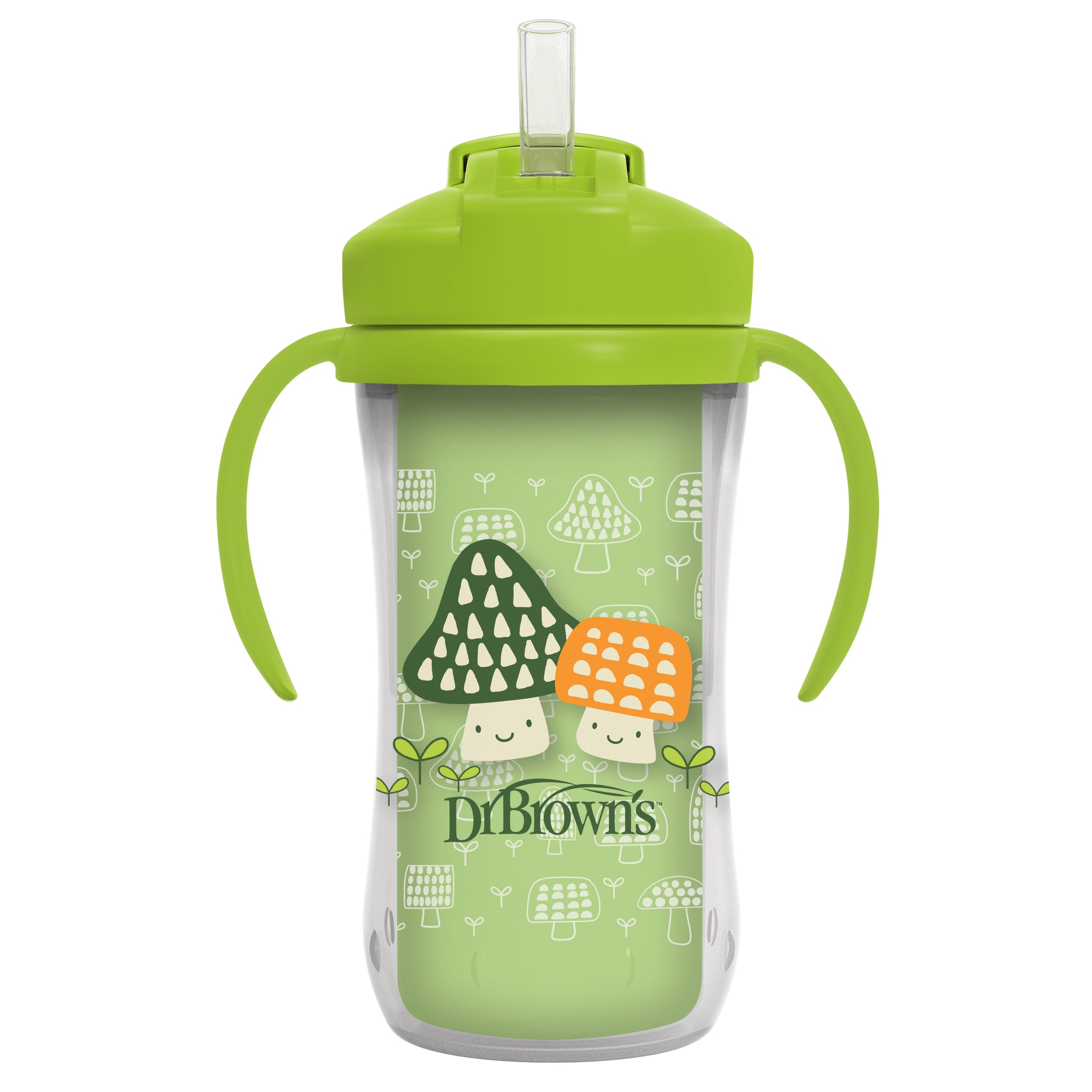 Insulated Straw Cup with Handles, Green Mushrooms (1-Pack) — Baby Central